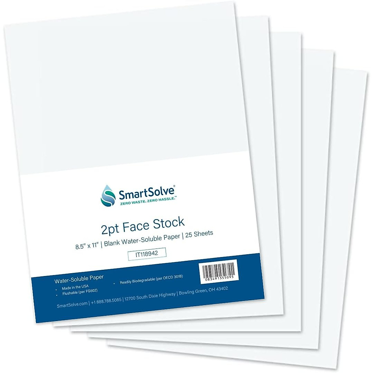 SmartSolve - IT118942 2pt Water-Soluble Translucent Paper, 8.5" x 11", White (Pack of 25)