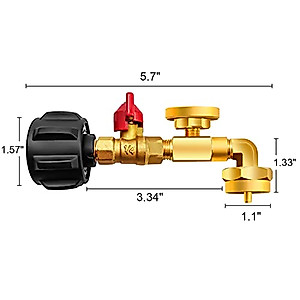 QCC1 Propane Refill Elbow Adapter with Propane Tank Gauge, 90 Degrees Refill Pressure Adapter with ON-Off Control Valve for Camping Grill 1LB Bottle Tank 20-40LBS Cylinder
