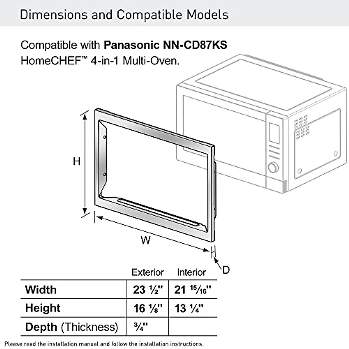 Panasonic 24-inch Microwave Trim Kit, Stainless Steel, for use with 1.2 cu ft NN-CD87KS Panasonic Microwave Oven – NN-TK81KCS