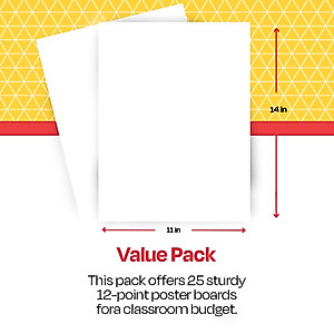 School Smart Poster Board, 11 x 14 Inches, White, Pack of 25 - 1371698