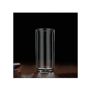 Sun's Tea Double Wall Insulated Glass Tumbler, 16oz (450ml) Highball Glass Cups for Beer, Lemonade, Iced Tea, Tropical Drink, Cocktail, Smoothie, Mojito and Mixed Drinks, Set of 2 - Collins Style