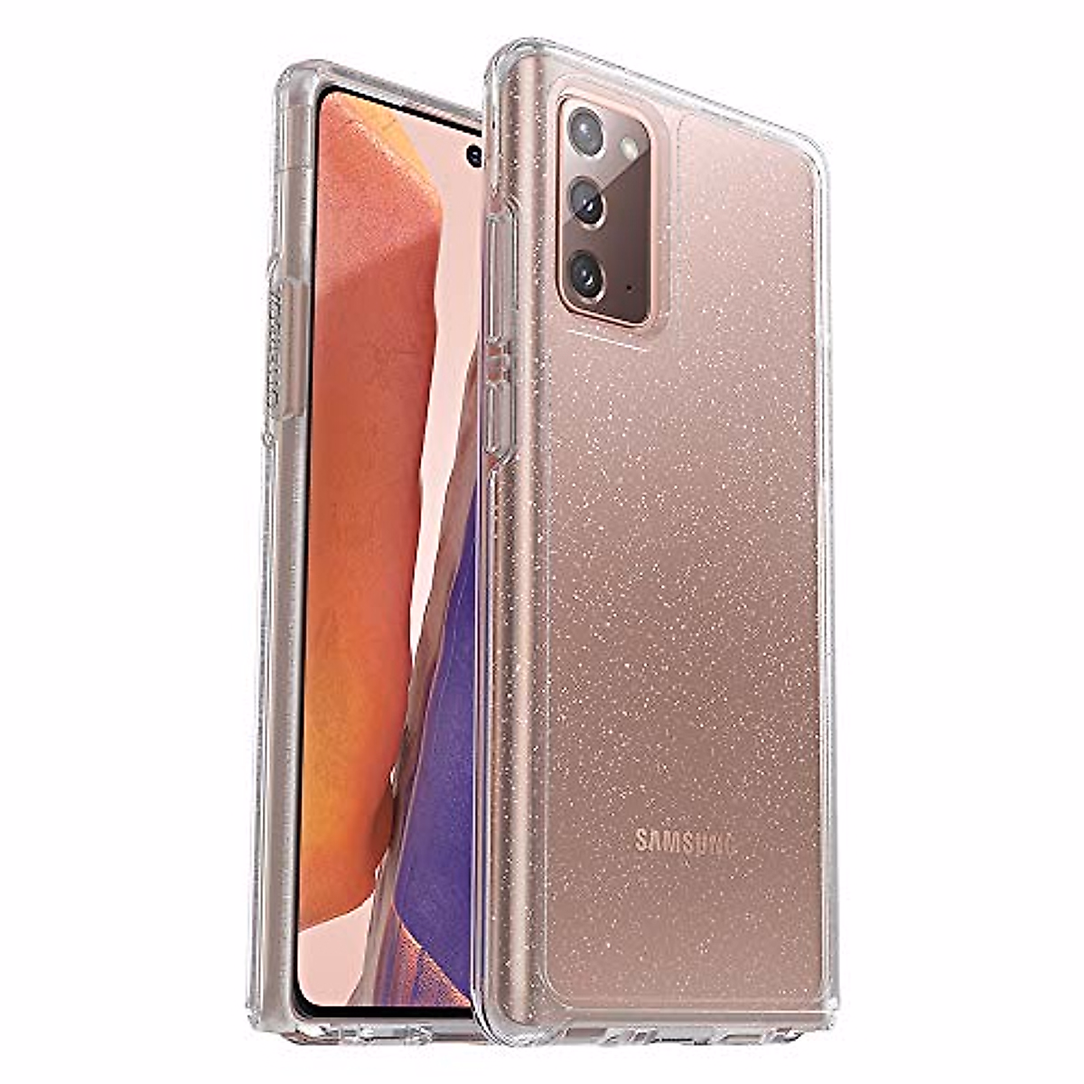 OtterBox Galaxy Note20 5G Symmetry Series Case - STARDUST (SILVER FLAKE/CLEAR), ultra-sleek, wireless charging compatible, raised edges protect camera & screen