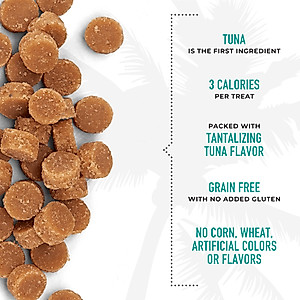 Tiki Cat Soft & Chewy Treats, Tuna Flavor, 3 Calories Per Treat with Grain-Free and No Added Gluten, 6 oz Pouch (Pack of 1)