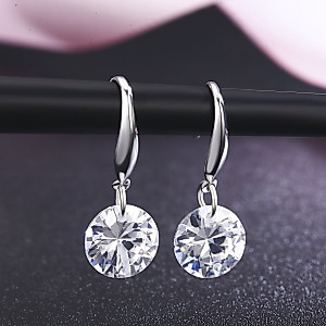 SBLING Platinum-Plated Sterling Silver Drop Earrings Made with Austrian Crystals