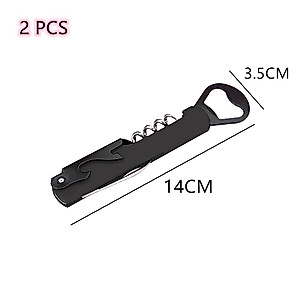 2 Pcs Multi Bottle Opener Beer Bottle Tin Can Lid Off Jar Opener Corkscrew Multifunctional 4 in 1 Can Opener Foil Cutter Kitchen Drinking Bar Tools for Restaurant Travel