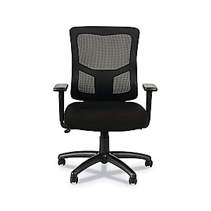 Alera ALEELT4214F Elusion II Series 275 lbs. Capacity Mesh Mid-Back Swivel/Tilt Chair with Adjustable Arms - Black