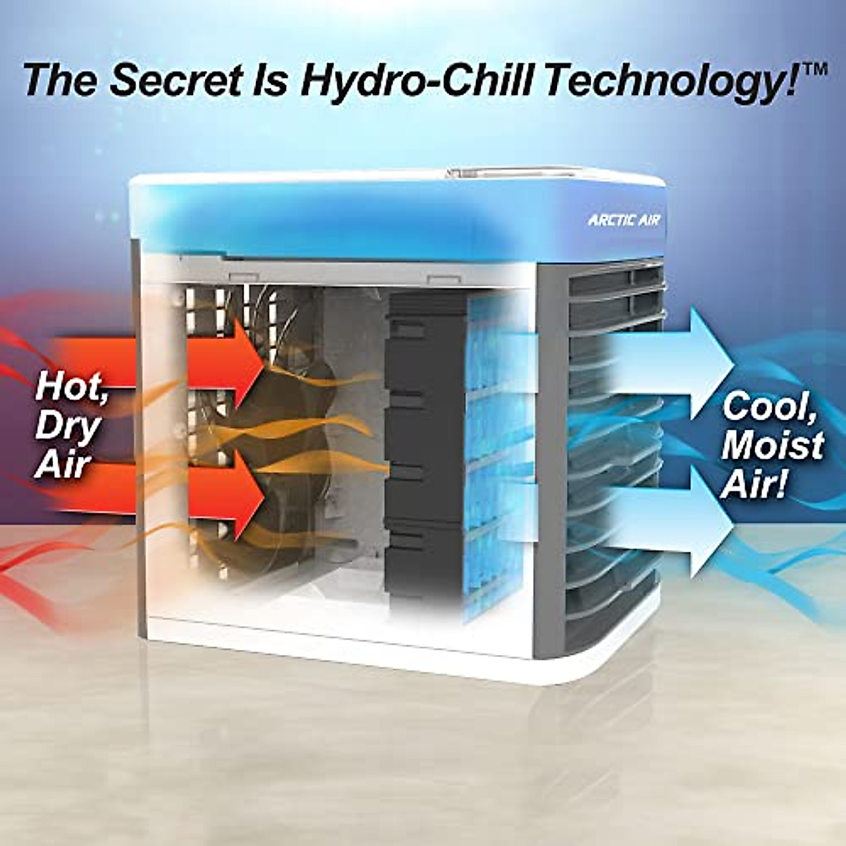 Arctic Air Pure Chill Evaporative Air Cooler By Ontel - Powerful 3-Speed Personal Space Cooler, Quiet, Lightweight And Portable For Bedroom, Office, Living Room & More