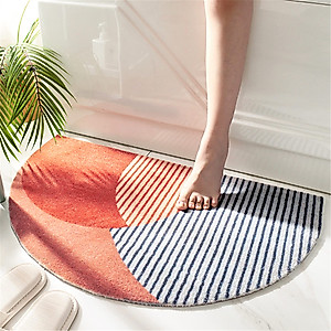 THRILRUG Half Round Inside Door Mats for Front Door, 17"x28" Entryway Rug Boho Door Mat,Half Circle Cute Welcome Mat for Entrance,Semicircle Mud Dirt Trapper Non-Slip Low-Profile