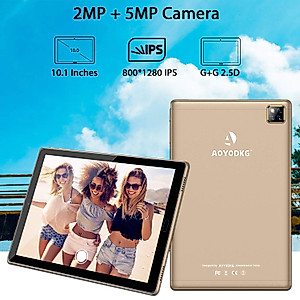 2023 Newest Tablet with Keyboard 10 Inch, Android Tablet Newest Octa-core Processor, 64GB ROM + 4GB RAM Storage, 256GB Expandable, 2 in 1 Tablet with Dual WiFi network, 1920x1200 HD Display -Gold