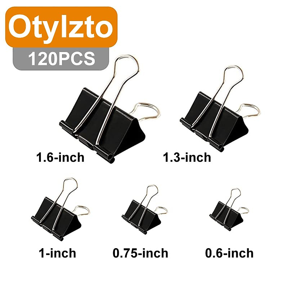 Otylzto 120Pcs Binder Clips Assorted Size, Office Clips with Clear Storage Container, Bulldog Clips, Paper Clips, Office Supplies