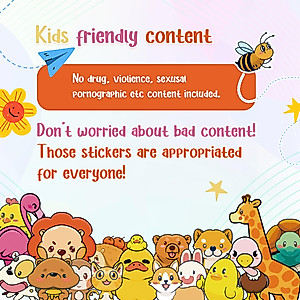 Kolmi 100PC Cute Animal Stickers for Kids, Animal Water Bottle Stickers Large Stickers for Kids Waterproof Dishwasher Safe Stickers Packs Vinyl Assorted Sticker Bulk for Girls, Boys, Teens