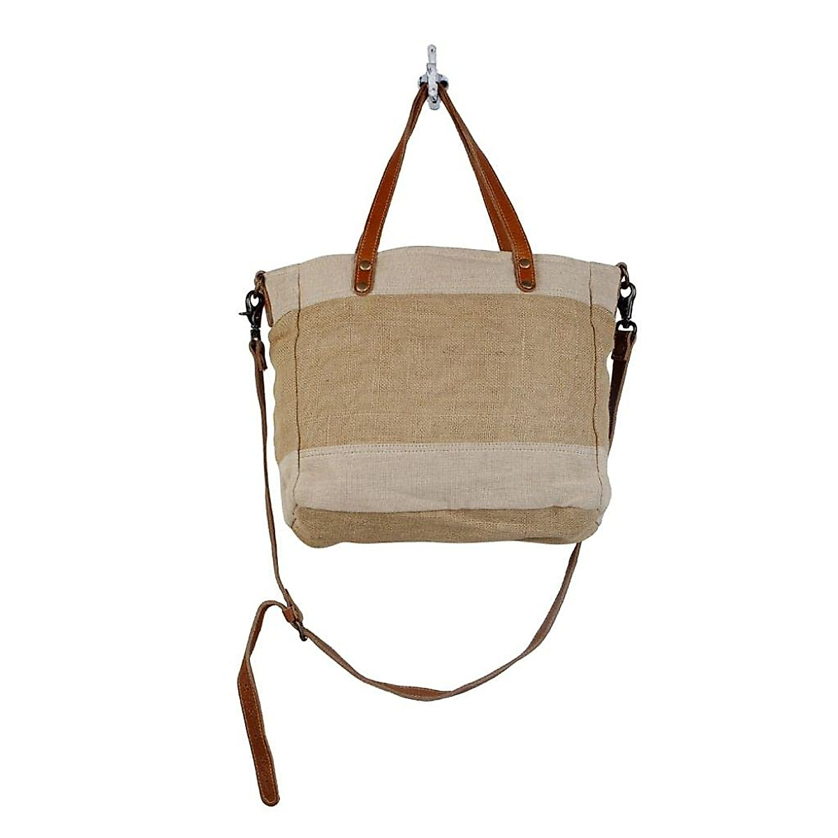 Myra Bag Sustainable Organic Fabric Market Bag Upcycled Cotton & Leather S-2887