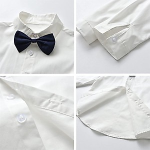 SANGTREE Boys Tuxedo Outfits Suits, Button-Up Formal White Bow Tie Shirt + Vest + Suspender Pants Wedding Party Clothes Set, Grey Claws, 12-18 Months = Tag 80