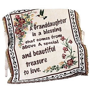 Collections Etc Floral Treasure Blessings Throw Blanket, Granddaughter