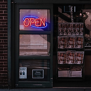 HAJAE Open Signs for Business, 16.5"x 8.4" Dimmable Neon Open Sign, USB Powered Large Open Signs for Party Bar Salon Stores Offices Wall Decor, Open Sign Led