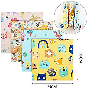 30 Pieces Animals Fat Quarters Fabric Bundles Cute Pattern Fabric Squares 10 x 10 Inch Squirrel Elk Bear Sewing Fabric Scrap for Quilting Patchwork Scrabooking Cloth DIY Craft