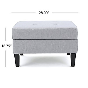 Christopher Knight Home Zahra Fabric Storage Ottoman, Light Grey