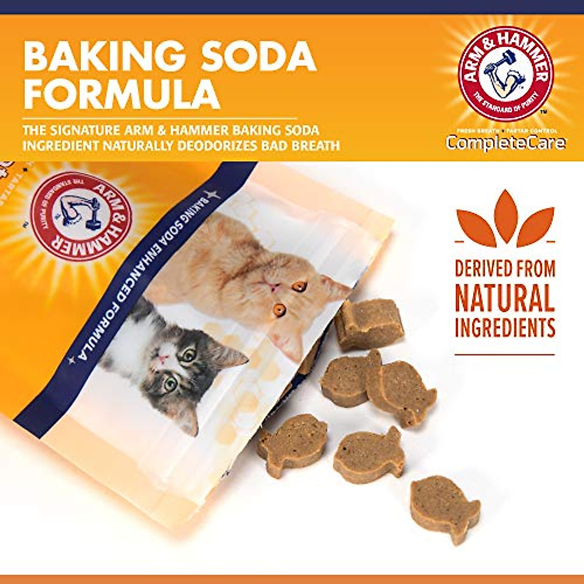Arm & Hammer For Pets Complete Care Cat Dental Mints, 40 Count | Chicken Flavored Cat Dental Treats for Fresh Breath and Tartar Control | Baking Soda Enhanced Formula with Natural Ingredients