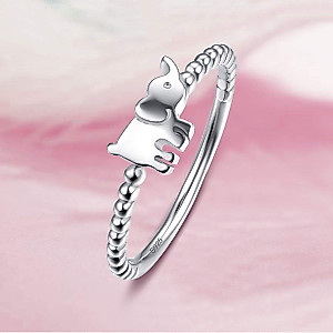 AVECON Women Fashion Rings 925 Sterling Silver Elephant Rings 925 Sterling Silver Animal Rings for Women Comfort Fit Size 7