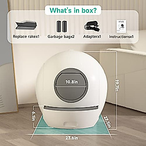 KungFuPet Self-Cleaning Cat Litter Box, Automatic Cat Litter Box APP Control Smart Large Litter Box for Multiple Cats Safety Protection Odor Removal [Upgrade Version]