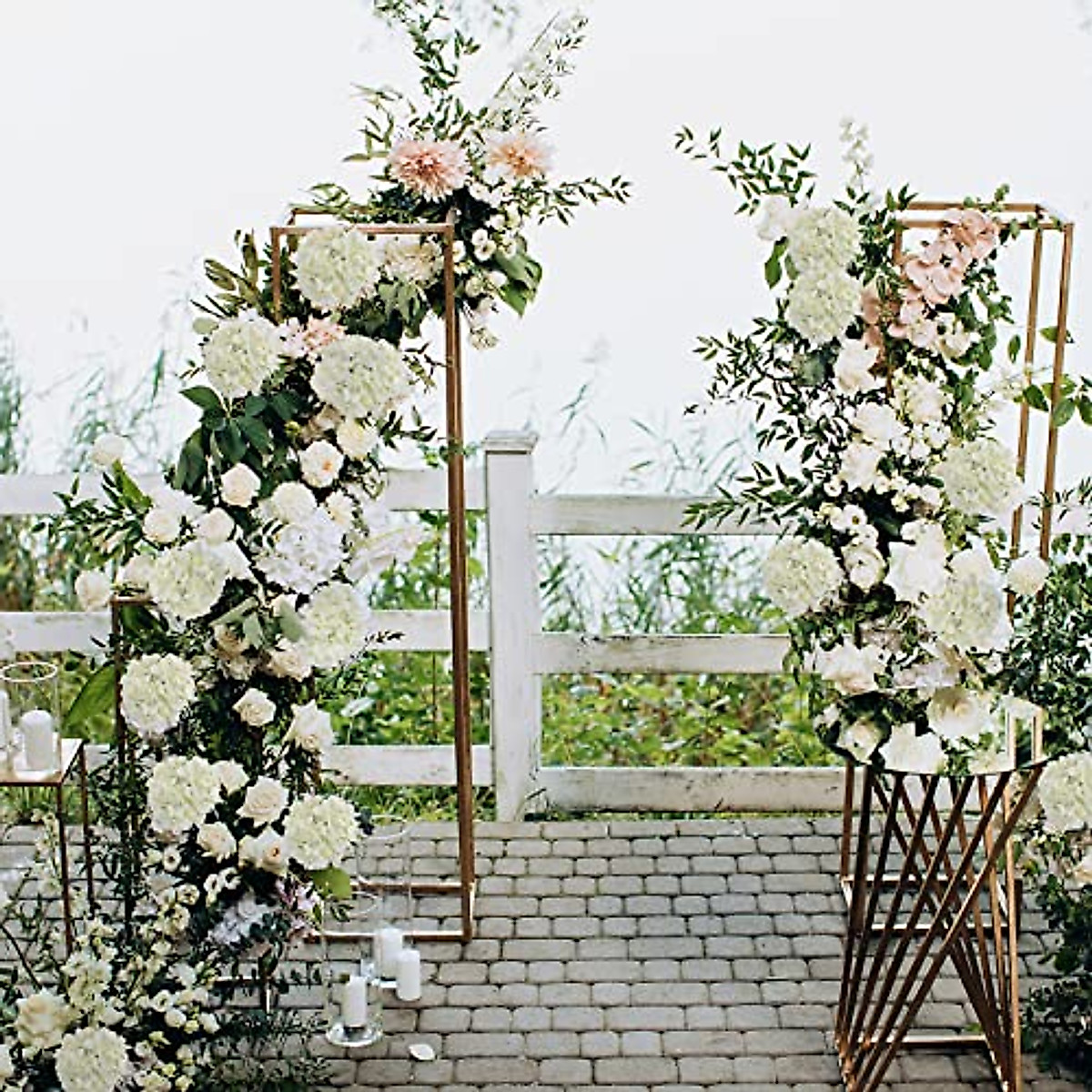 JPSOR 40pcs Artificial Hydrangea Silk Flower Heads with Stems, Fake Flowers for Mothers Day Wedding Centerpiece Home Garden Party Decoration (White)