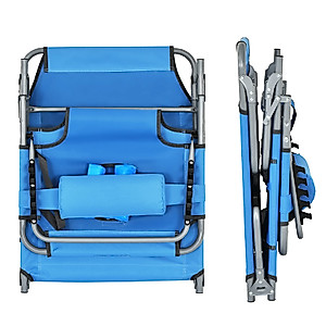 Tangkula Beach Chaise Lounge Chair with Hole for Face, Patio Folding Adjustable Reclining Beach Sunbathing Chair with Side Pocket, Portable Face Down Tanning Chair for Outdoor Backyard Poolside (2)