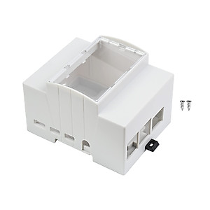 DIN Rail Case for Raspberry Pi 4, DIN Rail Mount Support, ABS Material, Clear Top Window, Large Inner Space Allows Accommodating an Extra Add-on Such as PoE HAT (D), RS485 CAN HAT etc. Easy to Use
