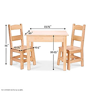 Melissa & Doug Solid Wood Table and 2 Chairs Set - Light Finish Furniture for Playroom