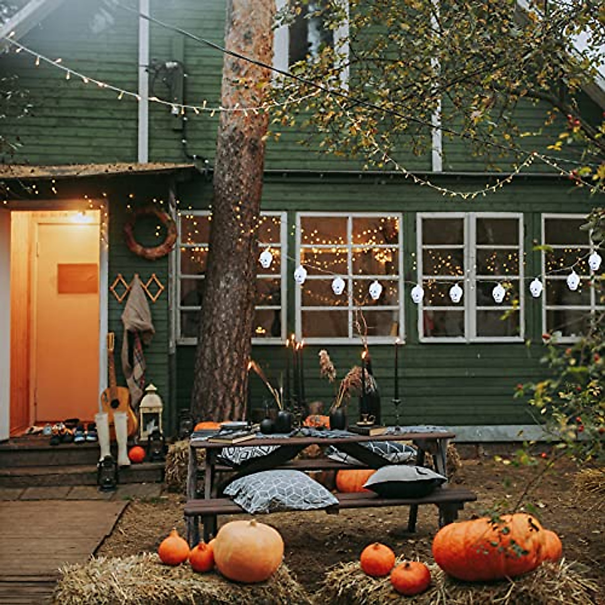 BESPORTBLE 2 Sets Halloween Fairy String Lights Decoration Ghost Skull Twinkle Garden Lights for Indoor Outdoor Home Yard Party Lamp