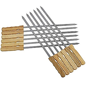 Blue Donuts 17 Inch Brazilian Skewers for Grilling - 12 Pack of Kabob Skewers, Stainless Steel Skewers with Comfortable Grip Wooden Handle, BBQ Grilling Accessories