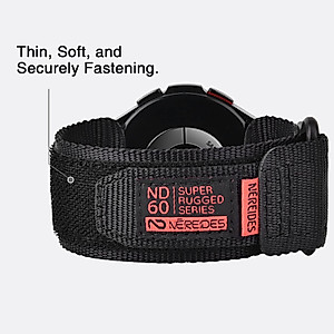 Nereides Band Compatible with Samsung Galaxy Watch 7 6 5 4 40mm 44mm/ Watch 6 4 Classic/Watch 5 Pro/Watch 3 Classic 41mm/Active 2, 20mm Nylon Replacement Sports Strap for Men Women(Black,L)
