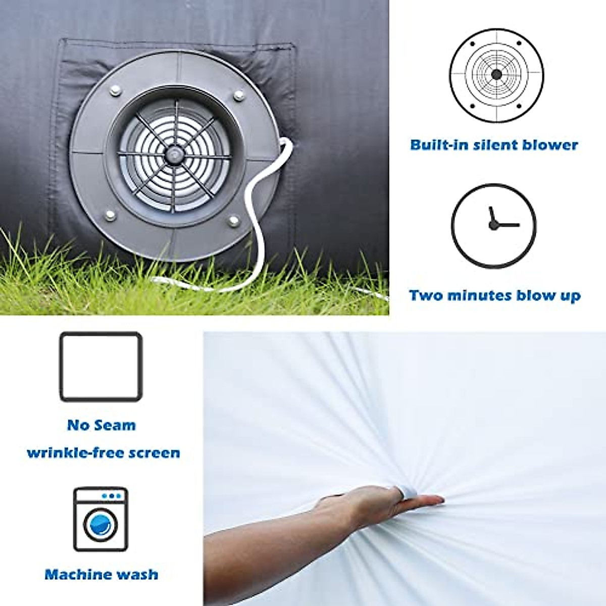 Yimukaka 17FT Inflatable Movie Screen with Stand for Outside-Support Rear Projection-Stable Outdoor Frame-Outdoor Movie Screen with Built-in Fan