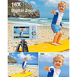 Digital Camera, Zostuic 48MP Autofocus Kids Camera with 32GB Card 1080P Video Camera with 16X Zoom, Compact Portable Small Cameras Christmas Birthday Gift for Children Kids Teens Girls Boys(Sky Blue)