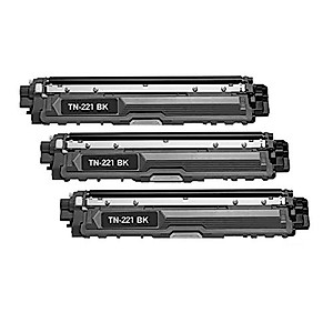 Speedy Toner Compatible Toner Cartridges TN221/TN225 use for Brother MFC-9130 MFC-9130CW Replaces Part # TN-221BK- (3 Pack Black)