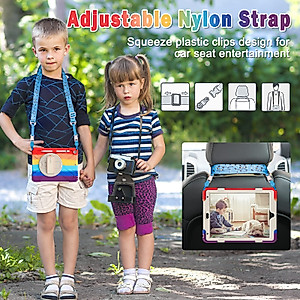 BRAECN iPad 9th/ 8th / 7th Generation Case, Heavy Duty Rugged Case with Screen Protector,Pencil Holder,Pencil Cap Holder,Hand Strap,Kickstand,Shoulder Strap for iPad 10.2” 2021/2020/2019-Colorful Red