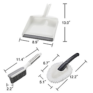 3 Pcs Small Hand Rubber Broom and Dustpan Set,Mini Dustpan and Brush Set with Soft Dust Brush,dust Pans with Brush for Sofa,Floor,Car, Desk, Keyboard…