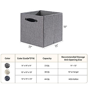 FABINADO Thickened Storage Cubes, 13x15 Inch Foldable Storage Cuby Bin with Dual Handles for Kallax, Gray, 4 Pack