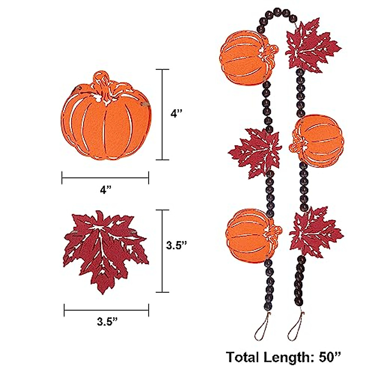 Fall Decorations for Home, DEWBIN 47" Farmhouse Wooden Beads Garland with Pumpkin and Maple Leaf for Fall Decor, Fall Thanksgiving Decorations for Tiered Tray, Coffee Table, Mantel, Dining Room, Wall