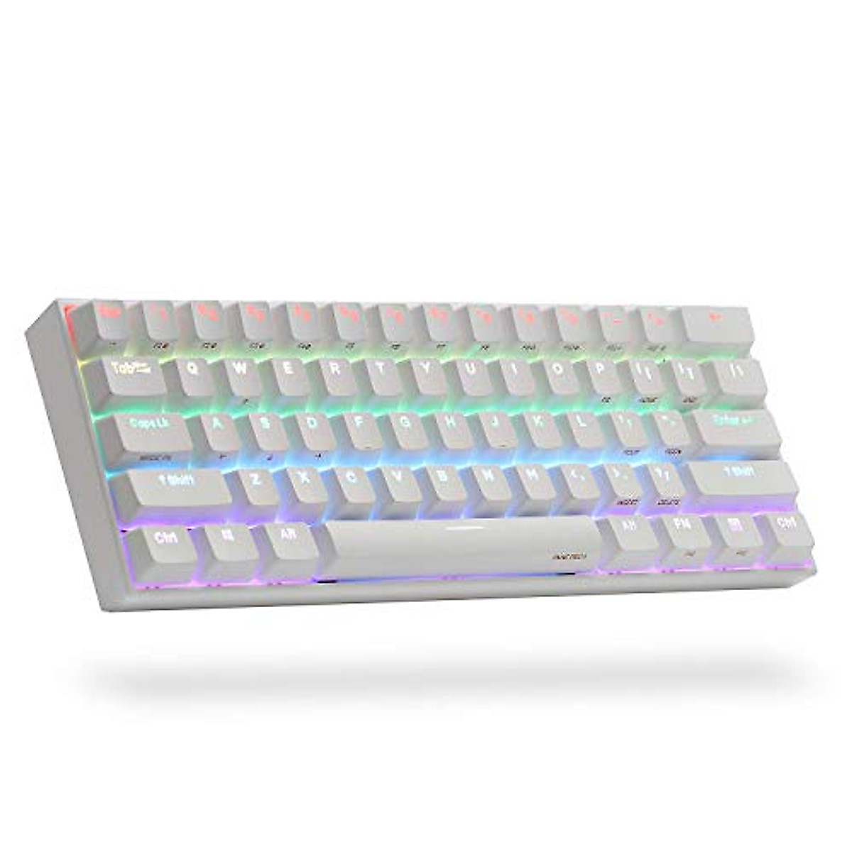 Anne PRO 2D, 60% Wired/Wireless Mechanical Keyboard (Gateron Brown Switch/White Case) - Full Keys Programmable - True RGB Backlit - Tap Arrow Keys - Double Shot PBT Keycaps - NKRO - 1900mAh Battery