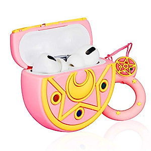 BKKYO for Airpod Pro 2019/Pro 2 Gen 2022 Case Soft Silicone Cute Cartoon Kawaii Funny Cover Skin Accessories Keychain Girls Kids Teens Cases for Air Pods Compatible with Airpods Pro, Star