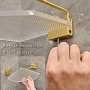 Corner Shower Caddy Shelf Gold，Acrylic Corner Shower Caddy，Shower Organizer Acrylic Corner Shower Shelf，Bathroom Floating Corner Shelf Soap and Shampoo Holder，Shower Shelf Organizer for Inside Shower