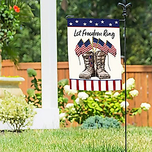 Patriotic Stripes Star Freedom American Garden Flag Welcome Garden Flag 12×18 Inch Double Sided 4th of July Independence Day Memorial Day Yard Outdoor Decor (Freedom Boot)