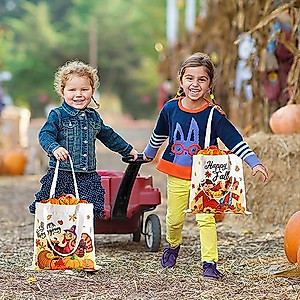 GreenPine 3 Pack Fall Canvas Tote Bags Turkey Pumpkins Tote Bag Thanksgiving scarecrow Reusable Cotton Handbag Grocery Bags for Shopping Market Travel Beach Autumn Harvest Party Favors, 13" x 13"