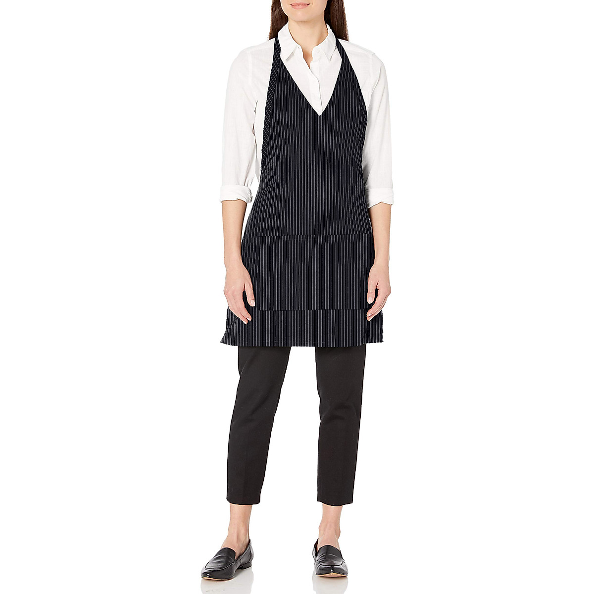 Uncommon Threads womens V-neck Formal Apron, Pin Stripe, One Size US