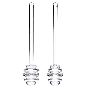 2 Pieces Glass Honey Stick 6 Inch Honey Spoon Dipper Stick Honey Jam Syrup Stirring Wand for Honey Jar Dispense Drizzle