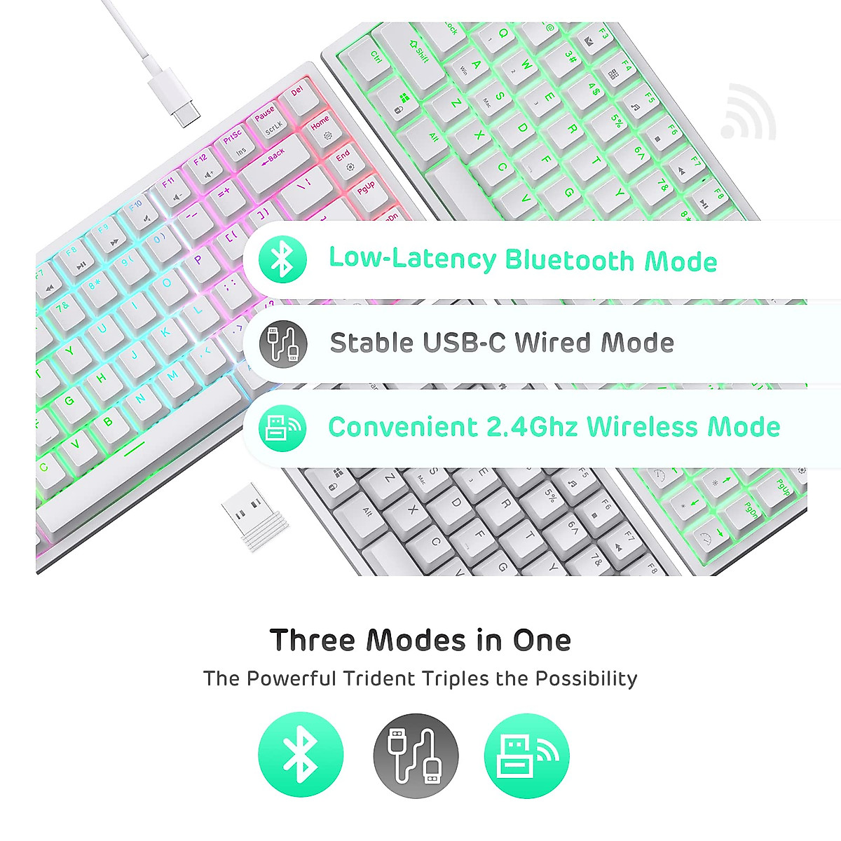 RK ROYAL KLUDGE RK84 Wireless RGB 75% Triple Mode BT5.0/2.4G/USB-C Hot Swappable Mechanical Keyboard, 84 Keys Wireless Gaming Keyboard w/High-Capacity Battery, Tactile Brown Switch