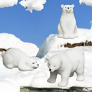 10 Pieces Polar Bear Figurines Toy Set Realistic Polar Bears Family Kit Arctic Bear Miniature Doll Animal 3D Model Educational Toys for Christmas Birthday Boys Girls Cake Decoration Home Craft Decor