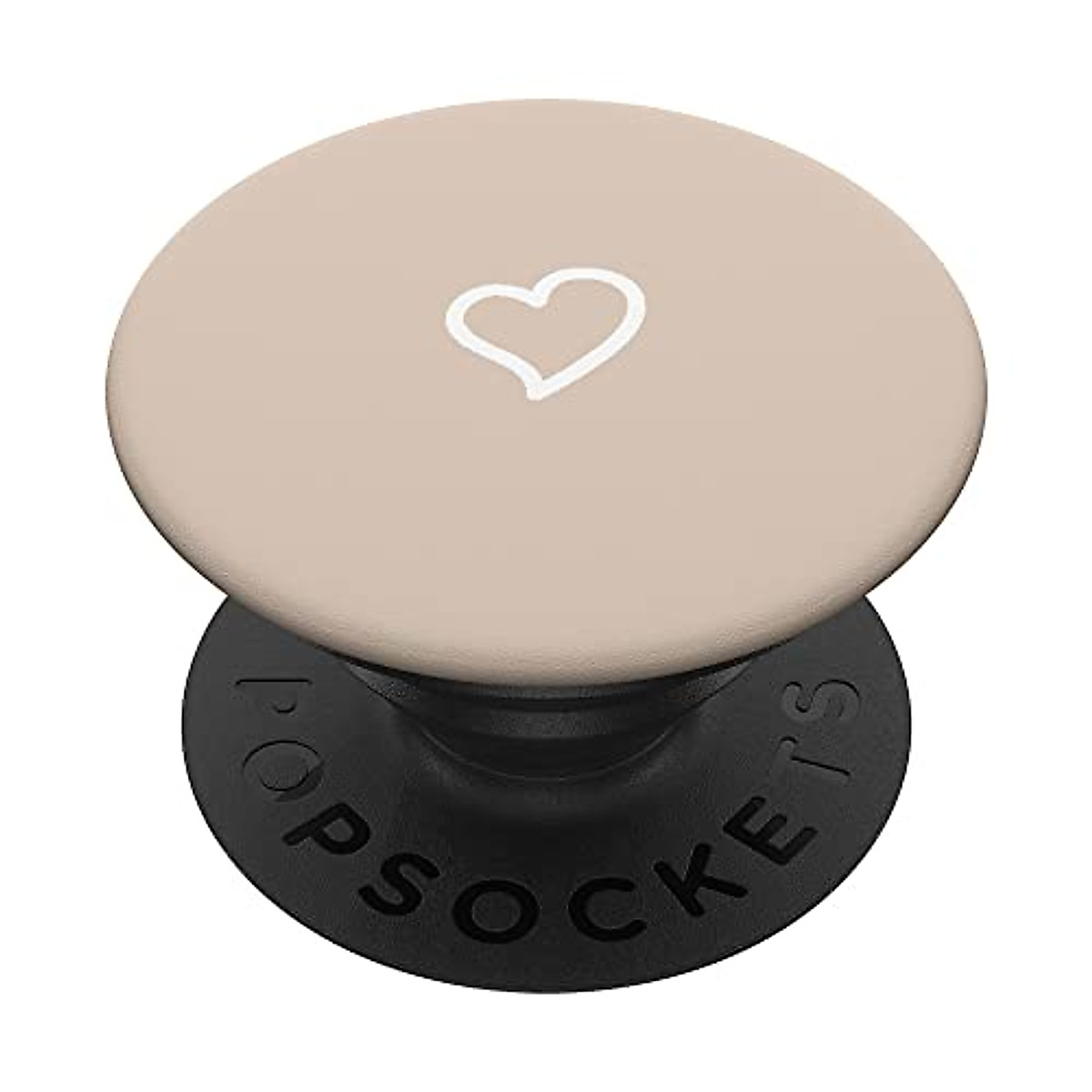 White Hand Drawn Minimalist Heart in Tan Sand Beige PopSockets Swappable PopGrip