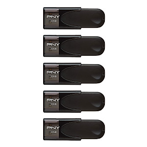 PNY 32GB Attaché 4 USB 2.0 Flash Drive 5-Pack,Black & 64GB Turbo Attaché 3 USB 3.0 Flash Drive 3-Pack