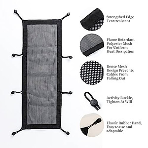 Under Desk Cable Management Net - 26''X10'' No Drilling Flexible Operation Mesh Cable Duct Concealer with Wire Organizer and Desk Cord Organizer